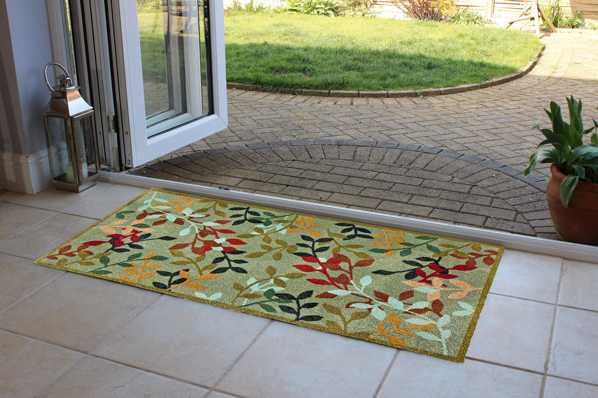 Recycled washable doormat - Recycled Copper Leaves runner - UK made ...